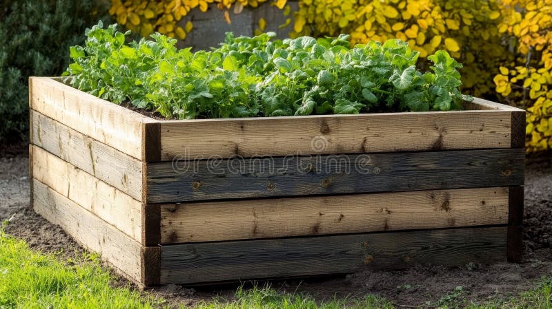 Elevated Planter Box a Thriving Vegetable Garden Centerpiece in a Lush ...