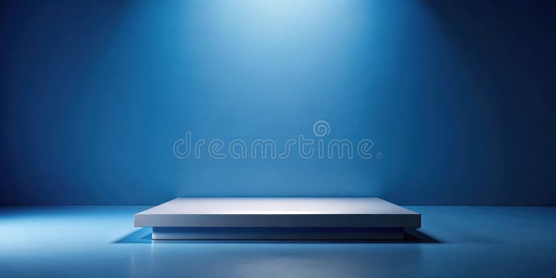 Elevated Platform Against a Blue Wall, Ideal for Product Displays or ...