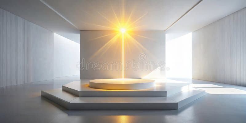 Elevated Platform with Bright Light Beam in Minimalist Setting ...