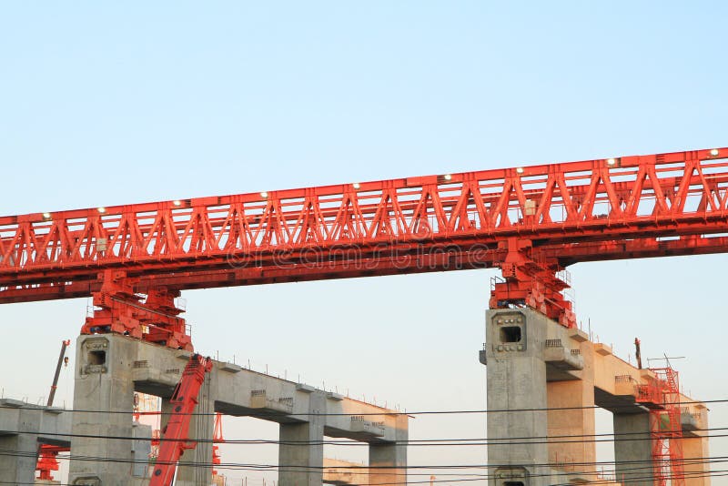 Elevated Rail Track on Large Columns Stock Photo - Image of lifting ...