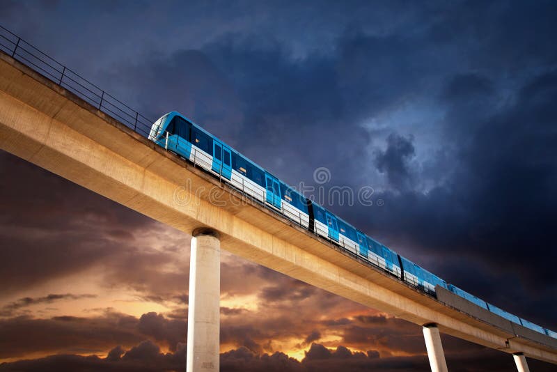 Elevated Railway with Train Stock Photo - Image of angle, elevated ...