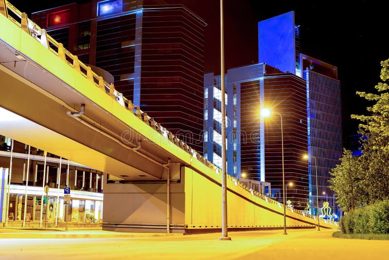 Elevated Road Bridge on the Background of Office Buildings Stock Image ...