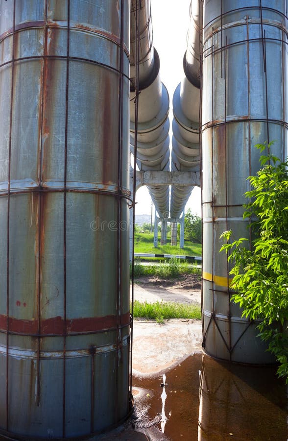 Elevated Section of the Pipelines Stock Image - Image of blue, duct ...