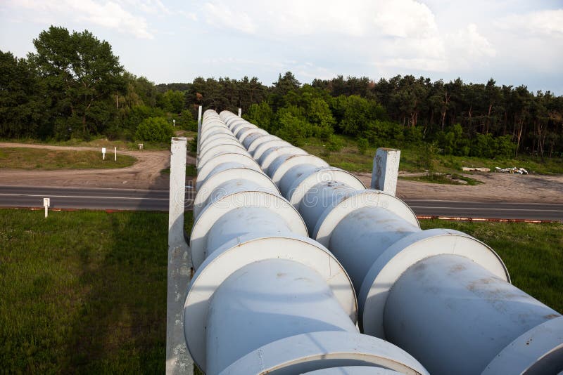Elevated Section of the Pipelines Stock Photo - Image of insulating ...