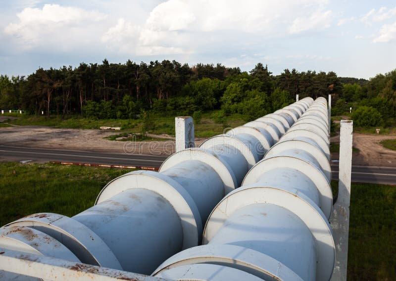 Elevated Section of the Pipelines Stock Photo - Image of blue, central ...