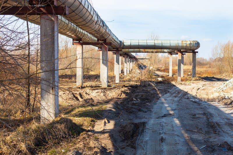 Elevated Section of the Pipelines Stock Photo - Image of cylinder, iron ...