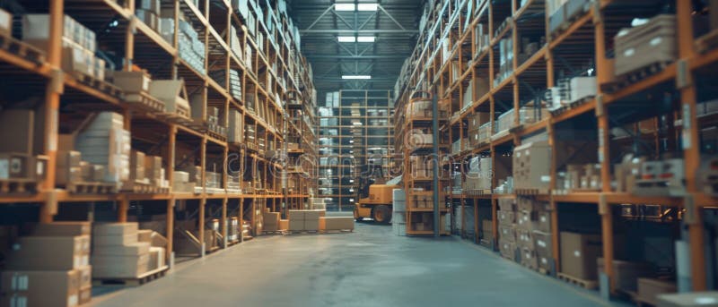 An Elevated Shot of a Retail Warehouse Filled with Goods in Cardboard ...