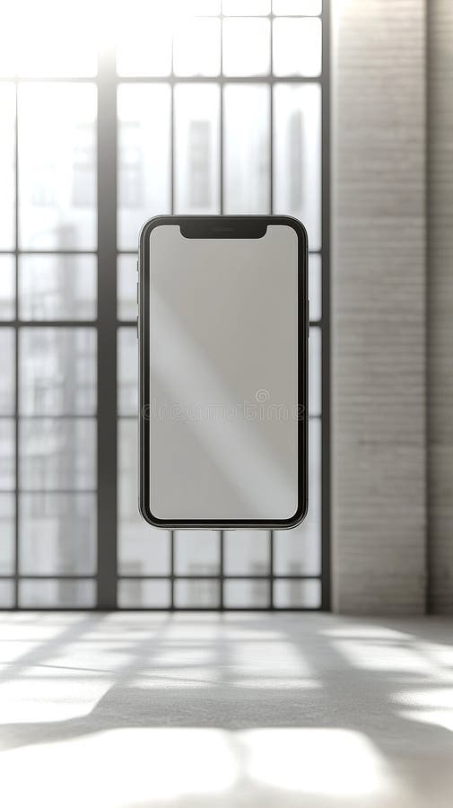 Elevated Smartphone Against a Matte White Background in a Modern ...