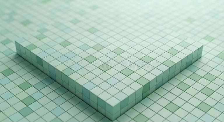 Elevated Square Block on Tiled Surface, Ai Generated Stock Illustration ...