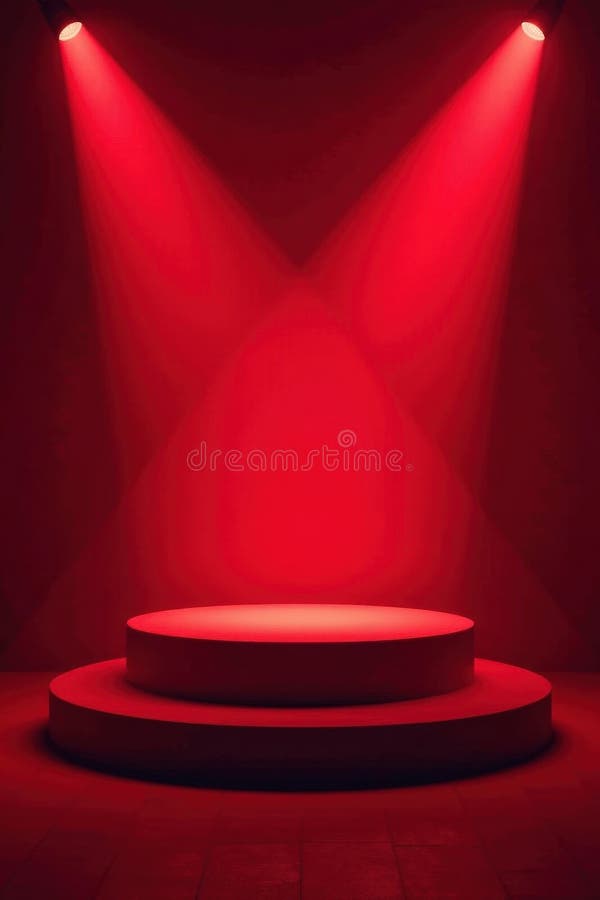 Elevated Stage Platform, Red Spotlight Backdrop, Red Backdrop, Event ...