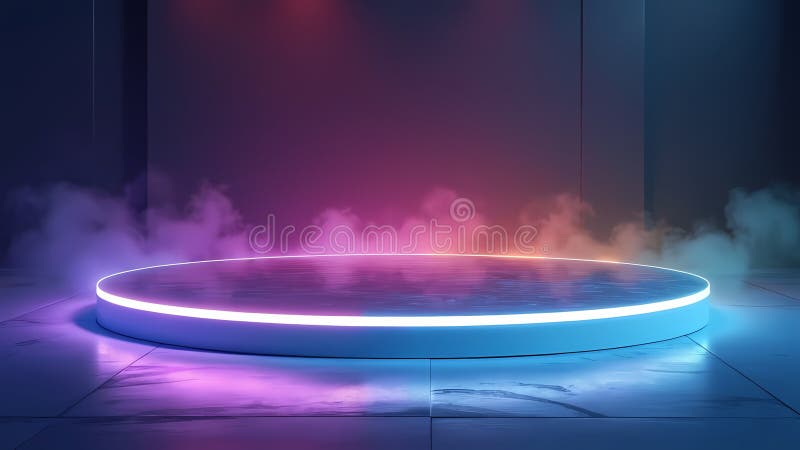 Elevated Stage with Smooth Surface and Neon Lighting Stock Image ...