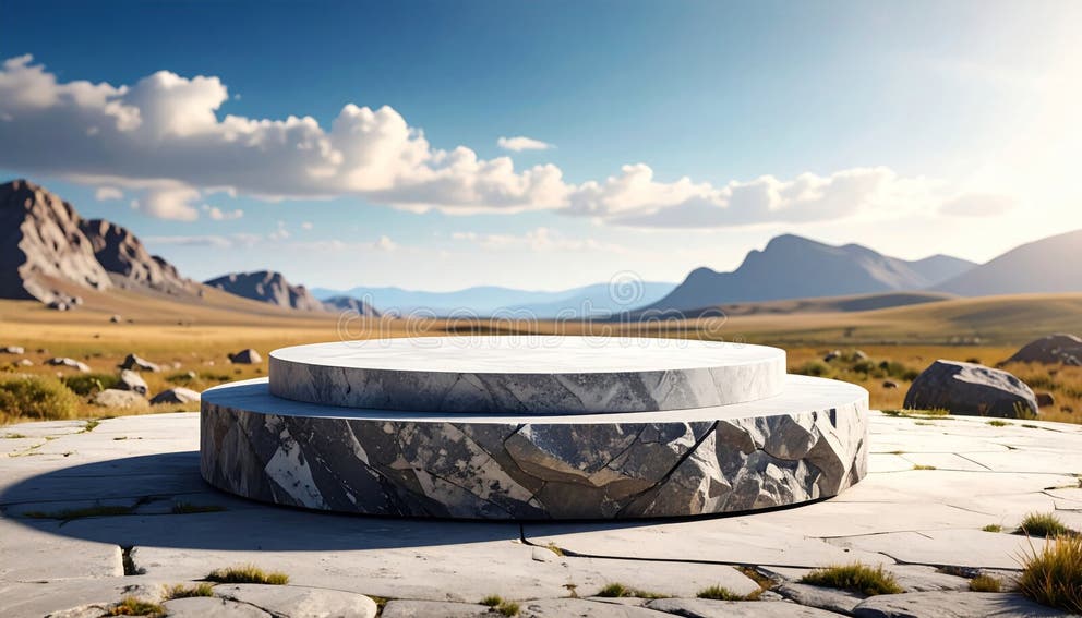 Elevated Stone Platform in a Desert Landscape Stock Illustration ...