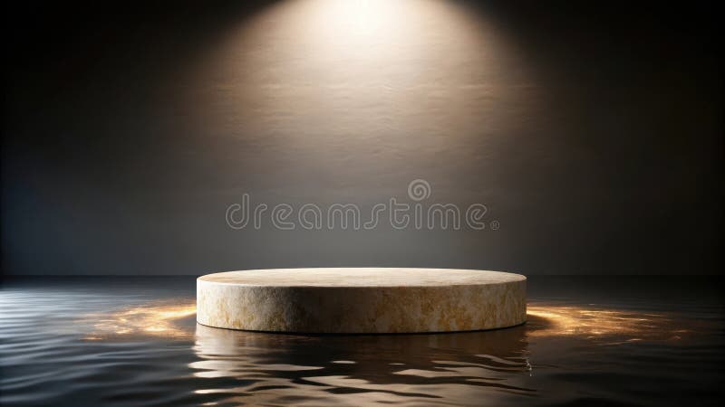 Elevated Stone Platform on Reflective Surface with Dramatic Lighting ...