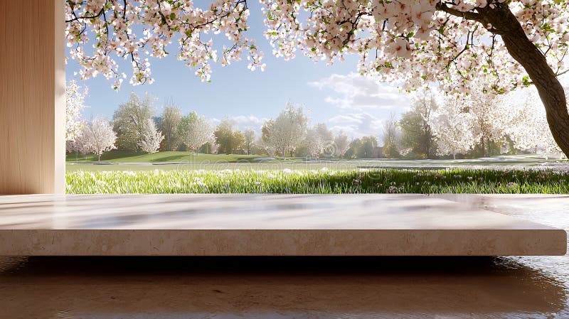 Elevated Stone Platform in Spring Garden Stock Image - Image of ...