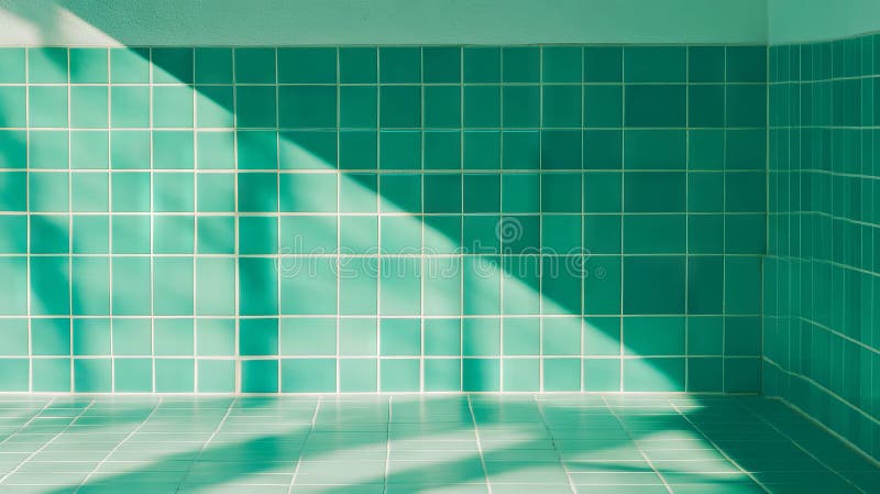 Elevated Teal Tile Texture with White Grout in Sunlit Space for ...