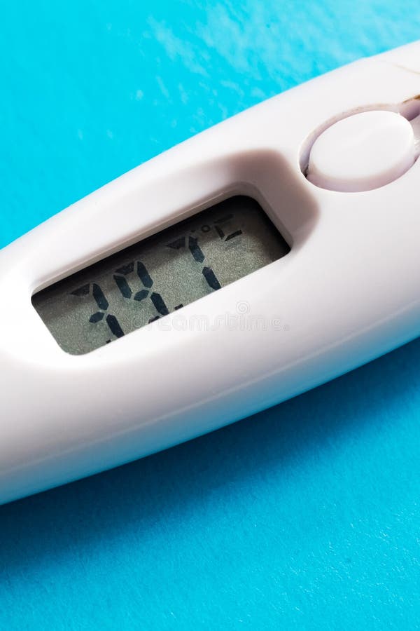 Elevated Temperature on an Electronic Thermometer Close Up Stock Image ...
