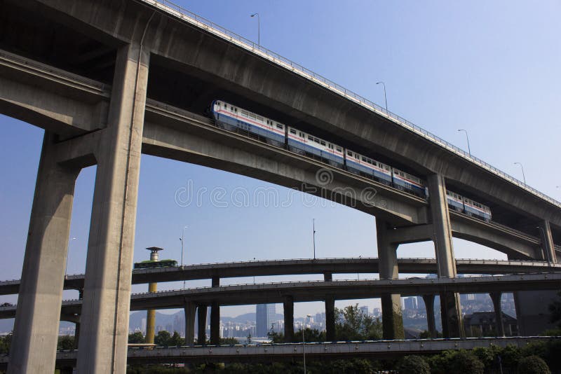 Elevated Train Bridges and Overpasses Stock Photo - Image of bend ...