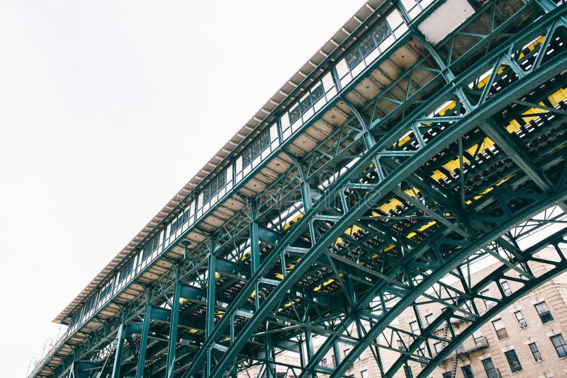 Elevated Train Station with Arching Bridge Stock Image - Image of ...
