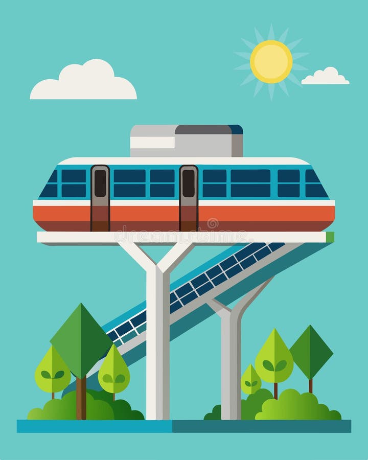 An Elevated Train System with Solar Panels Installed on Its Tracks ...