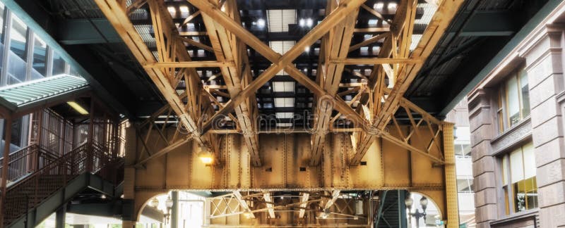 Elevated Train Tracks Above the Streets and between Buildings at the ...