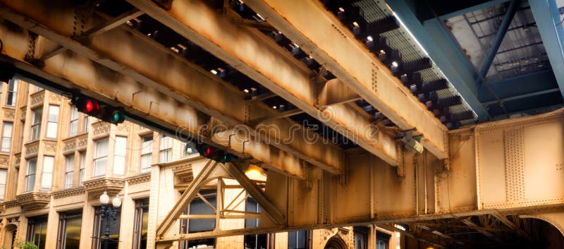 Elevated Train Tracks Above the Streets and between Buildings at the ...