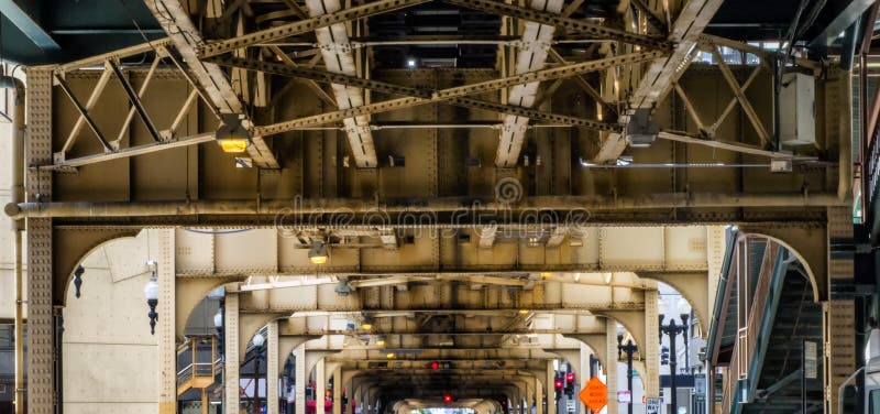 Elevated Train Tracks Above the Streets and between Buildings at the ...