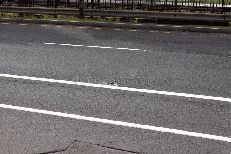 Divided Urban Highway, Overhead View with Concrete and Guardrail Median ...