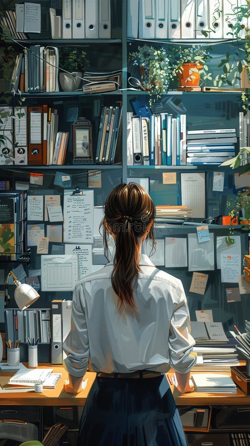Elevated View of a Businesswomans Efficient Workspace Stock Image ...