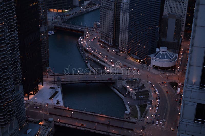 Elevated View of Chicago River and Wacker Drive. Stock Photo - Image of ...