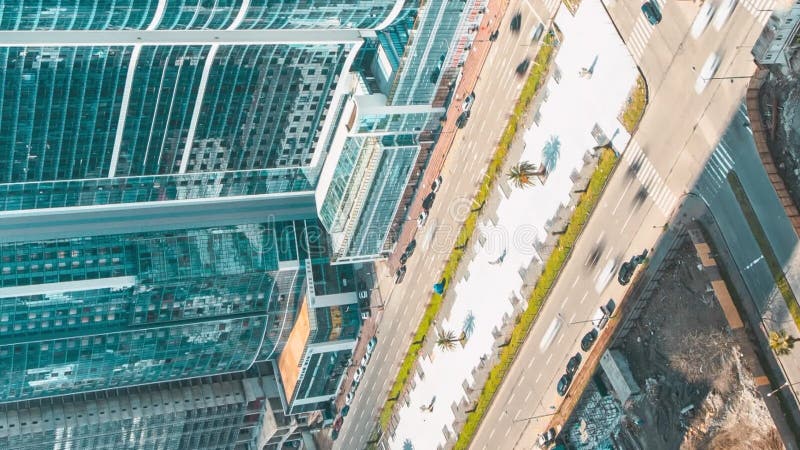 Elevated View Cityscape Skyline. Vertical Hyperlapse Aerial View on ...