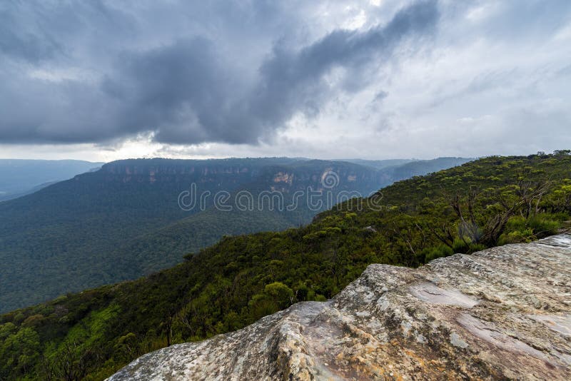 Elevated View of Deep Rugged Valley and Rolling Hills from a Rocky ...