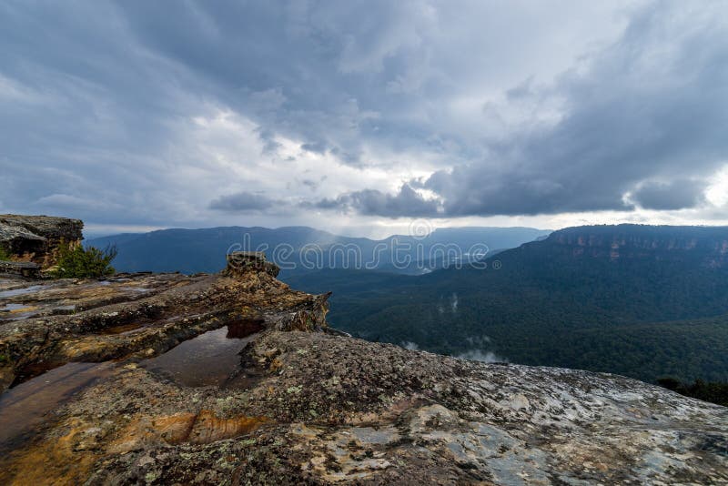 Elevated View of Deep Rugged Valley and Rolling Hills from a Rocky ...