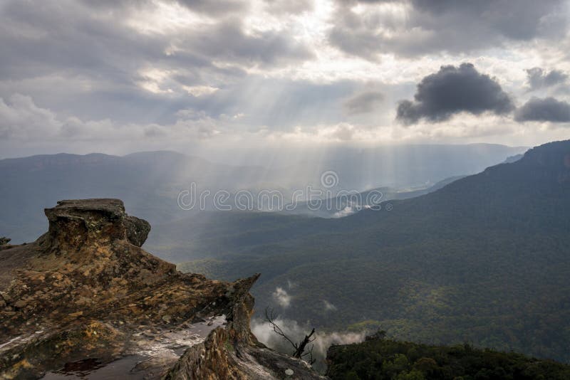 Elevated View of Deep Rugged Valley and Rolling Hills from a Rocky ...