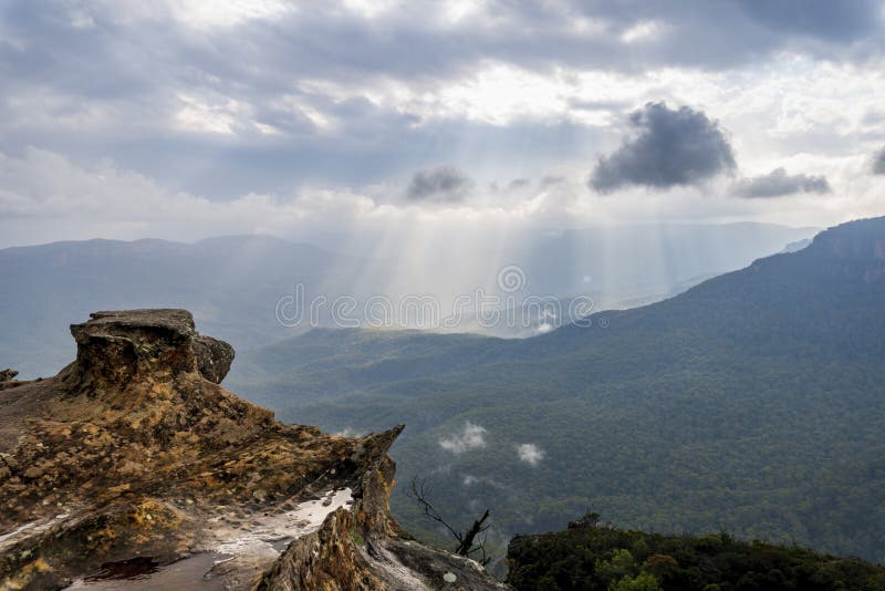 Elevated View of Deep Rugged Valley and Rolling Hills from a Rocky ...