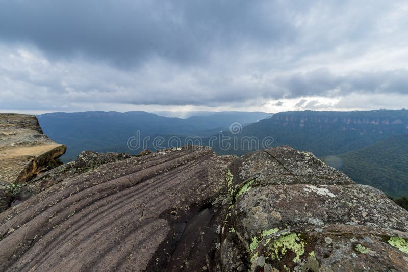 Elevated View of Deep Rugged Valley and Rolling Hills from a Rocky ...