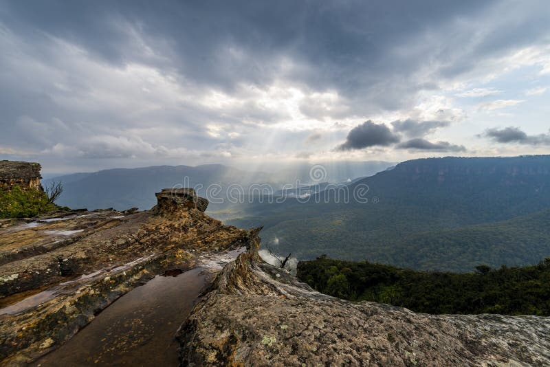 Elevated View of Deep Rugged Valley and Rolling Hills from a Rocky ...