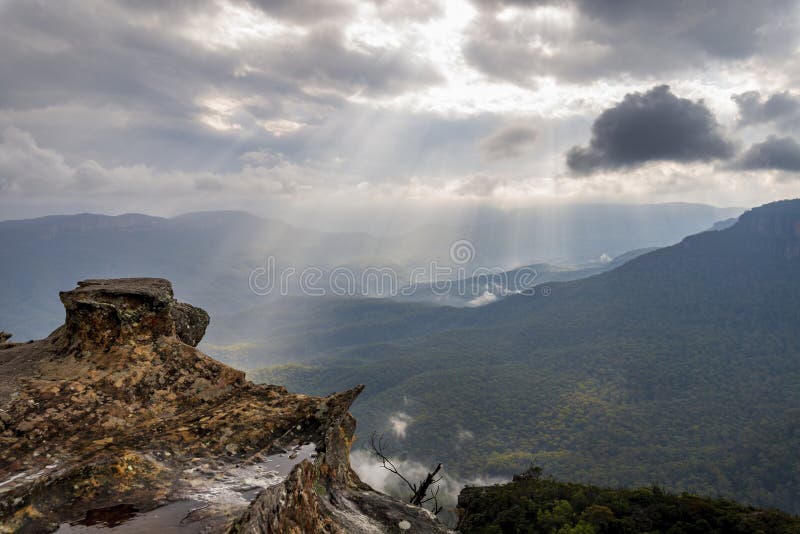 Elevated View of Deep Rugged Valley and Rolling Hills from a Rocky ...