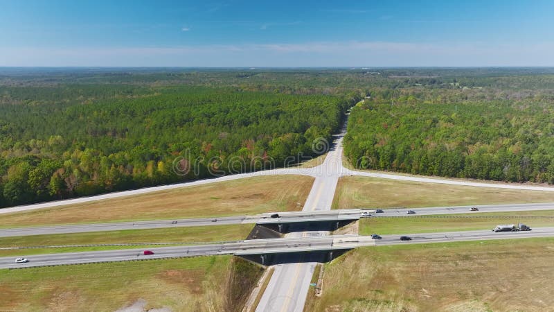 Elevated View of Freeway Diverging Diamond Interchange Junction with ...