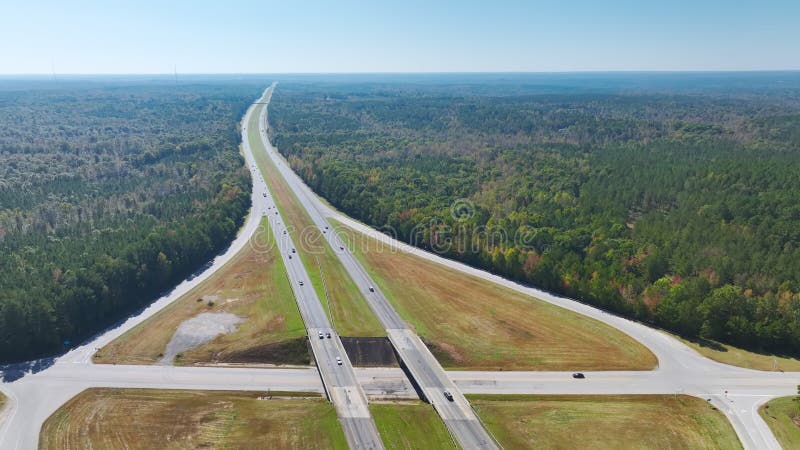 Elevated View of Freeway Diverging Diamond Interchange Junction with ...