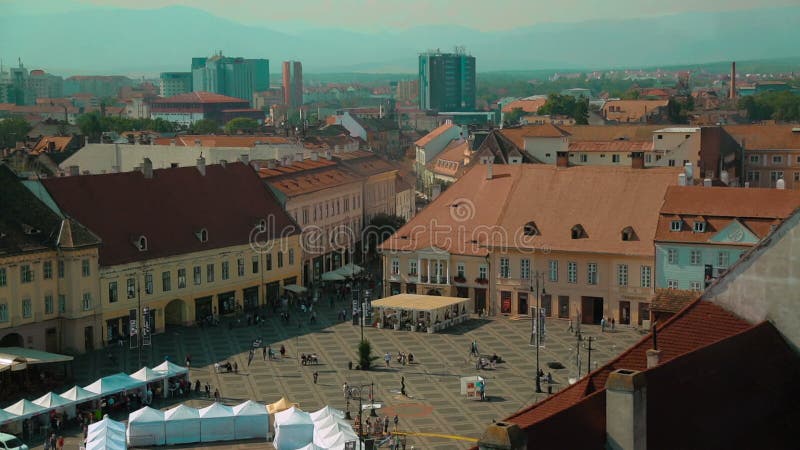 Elevated View of the Main Square - Piata Mare - in Sibiu, Romania Stock ...