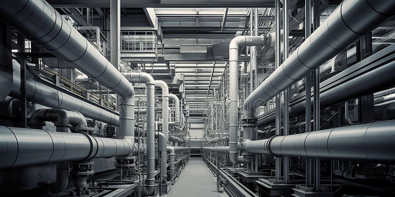 Elevated View of a Maze-like Structure of Pipes in a Sophisticated ...
