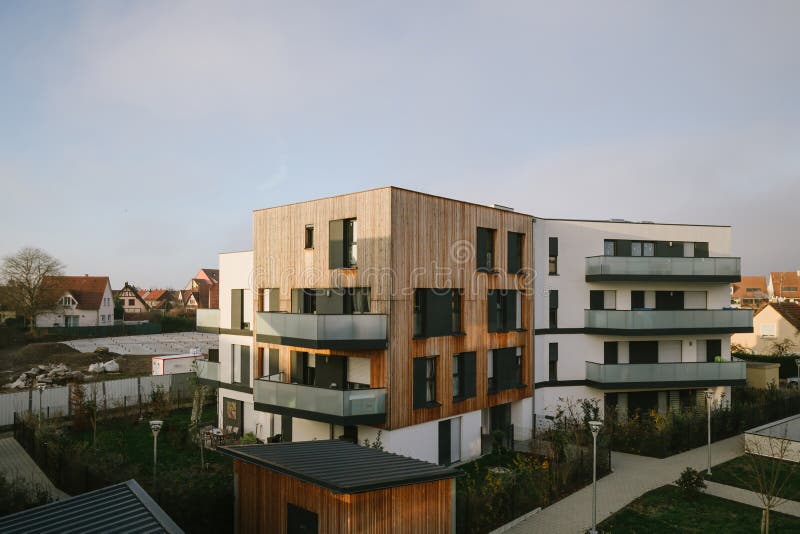 Elevated View of Modern Apartment Building Residential Complex Stock ...