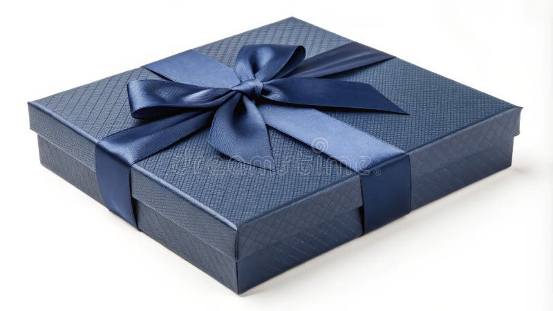 Elevated View Navy Gift Box with Satin Bow Stock Illustration ...