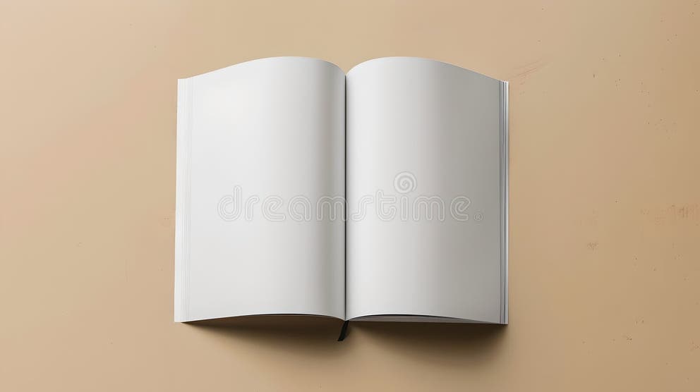 Open Blank White Book on a Beige Background. Simple and Clean Design ...