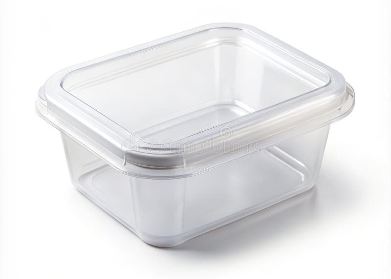Elevated View of a Plastic Container Pristine White Background for ...