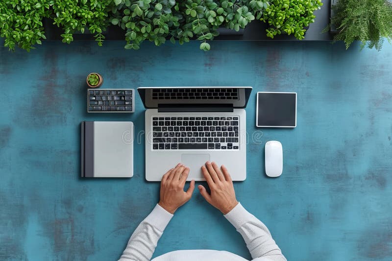 Elevated View of a Professional Workspace with Greenery. Generative AI ...