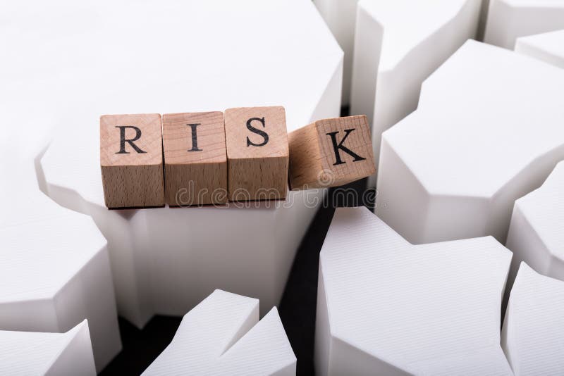 Elevated View of Wooden Block with Risk Text Stock Image - Image of ...