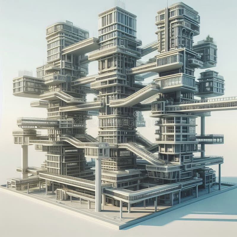 Elevated Walkway Building a Structure Connected by Elevated Walk Stock ...