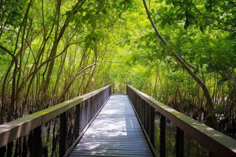 Elevated Walkway Path through Dense Mangrove Forest Stock Image - Image ...