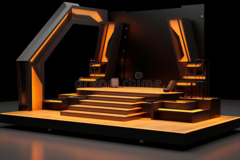 Elevated Wood Podium Stage Platform. Generate Ai Stock Photo - Image of ...